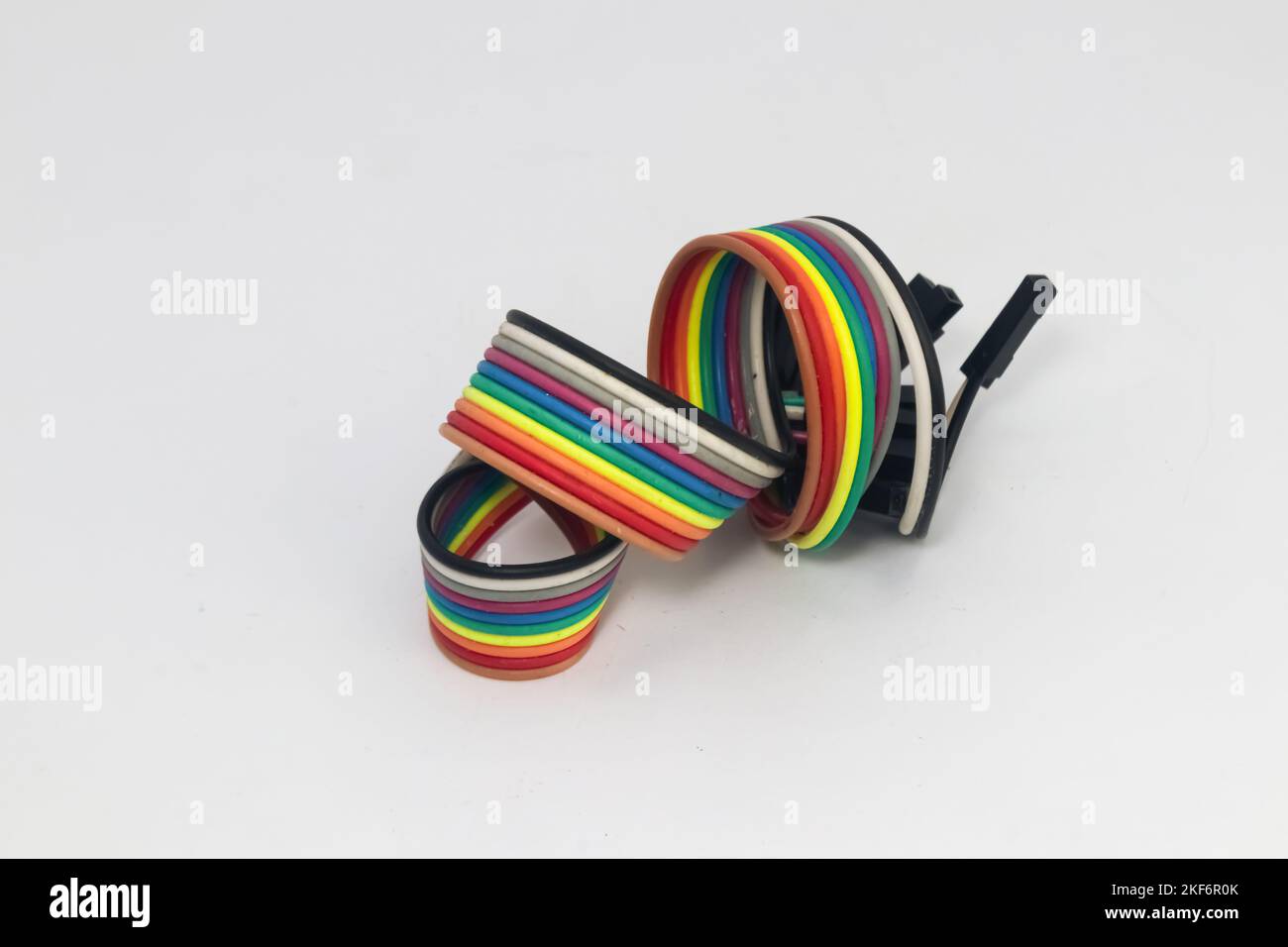 Spiral bent rainbow wire. This cable is used as a jumper for DIY ...