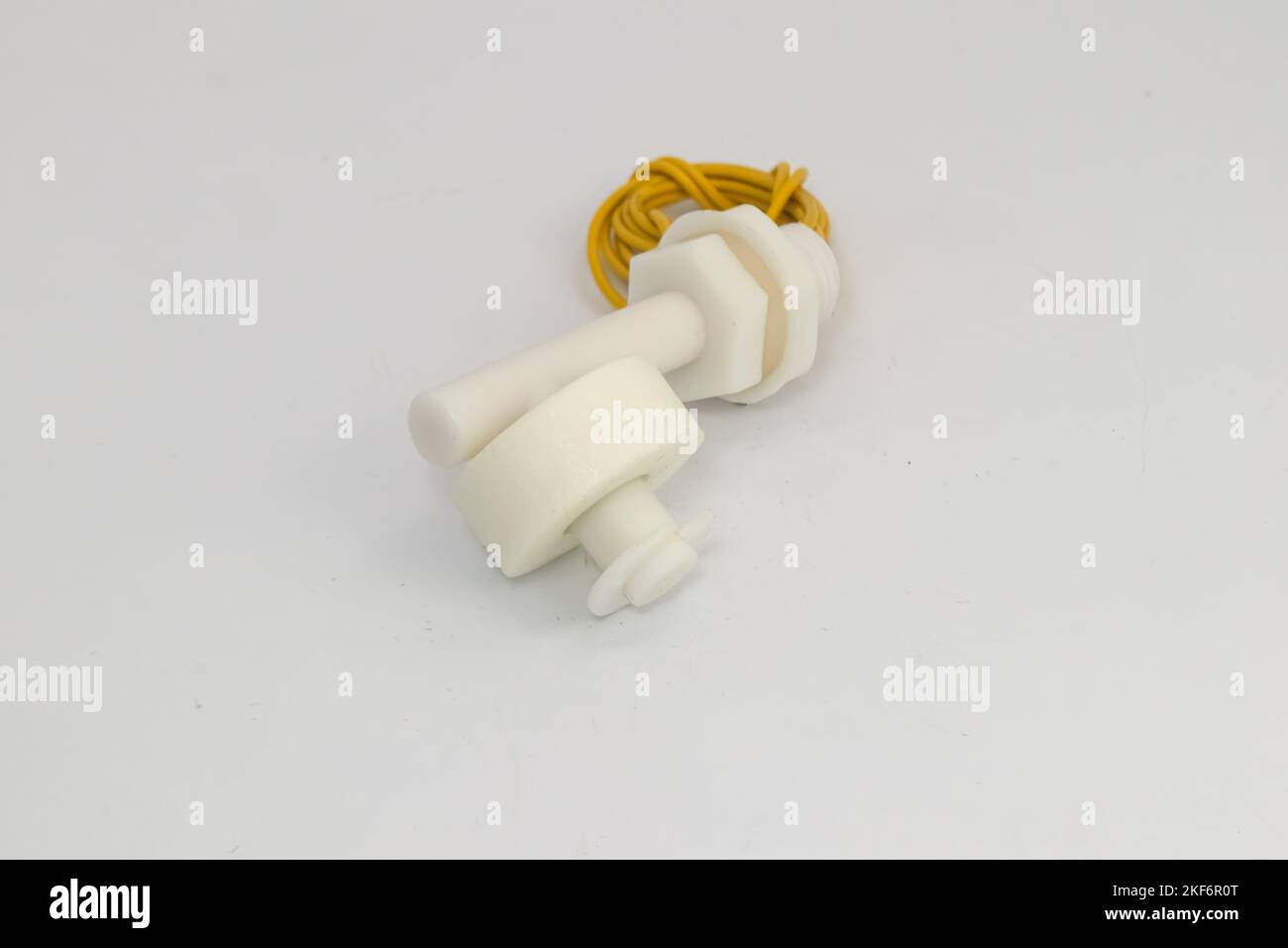 Top side view of water or liquid level sensor with float switch and ...