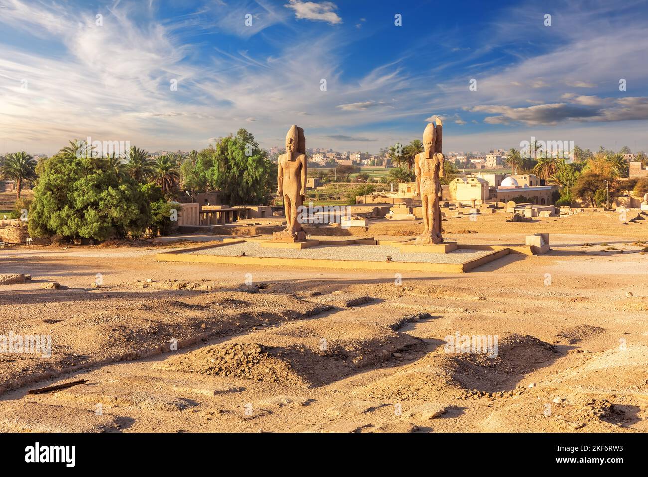 The great Colossal statues near Mortuary Temple of Thutmose III, Luxor ...