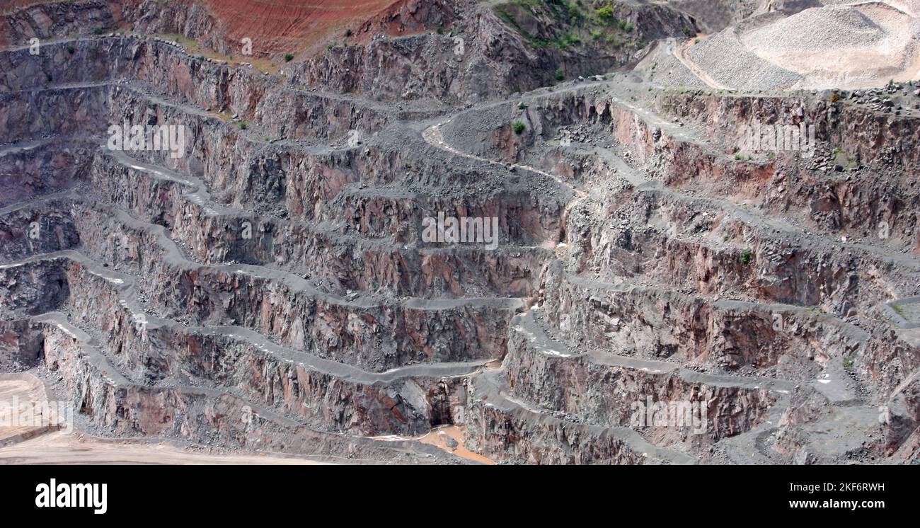 The Terraced Rock Faces of a Granite Quarry Stock Photo - Alamy