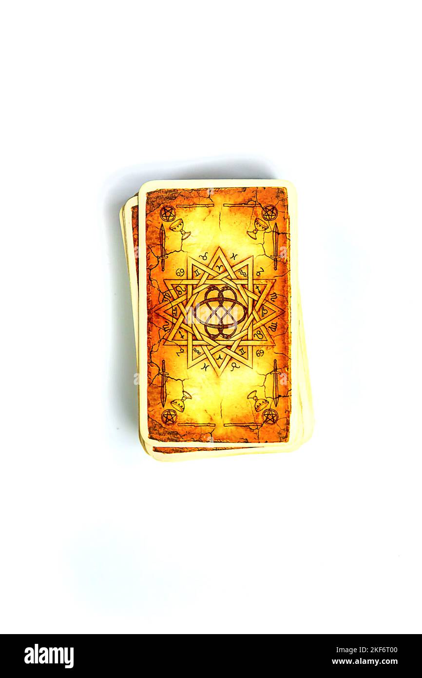 Tarot cards isolate on white background. Selective focus. Food Stock ...
