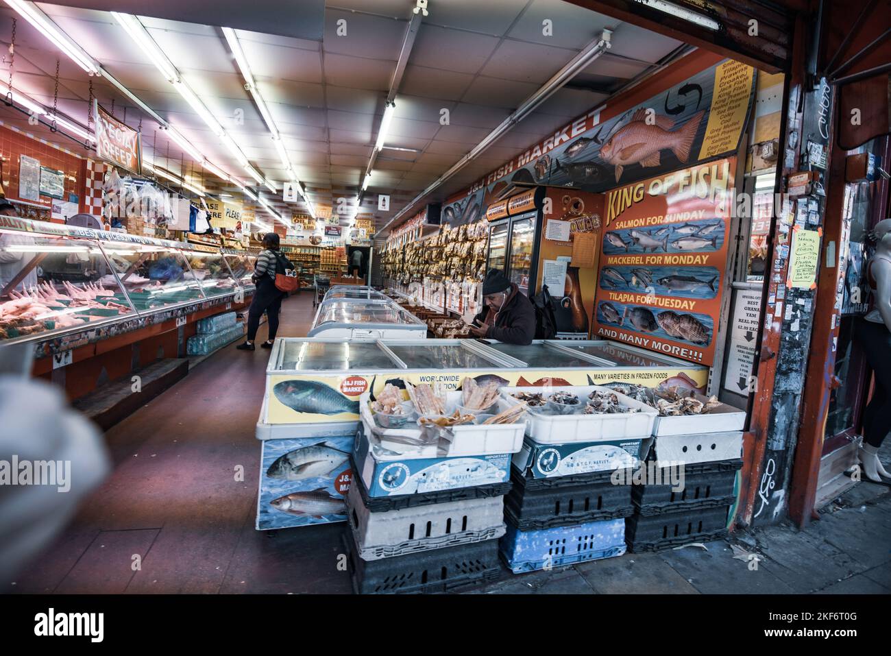 Fish shop in Peckham, a district in south east London, England, UK ...