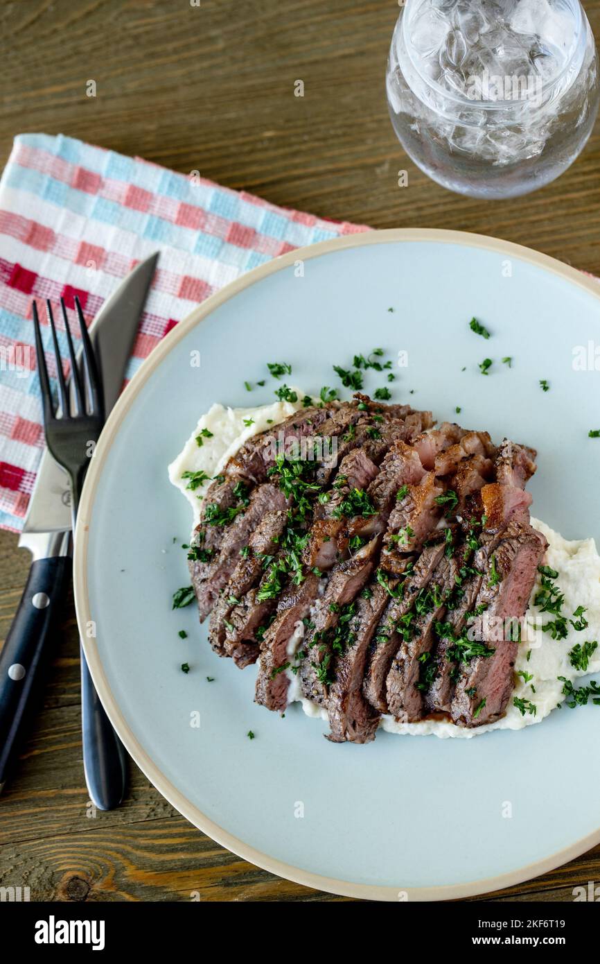 Top view beef steak grilled hi-res stock photography and images - Alamy