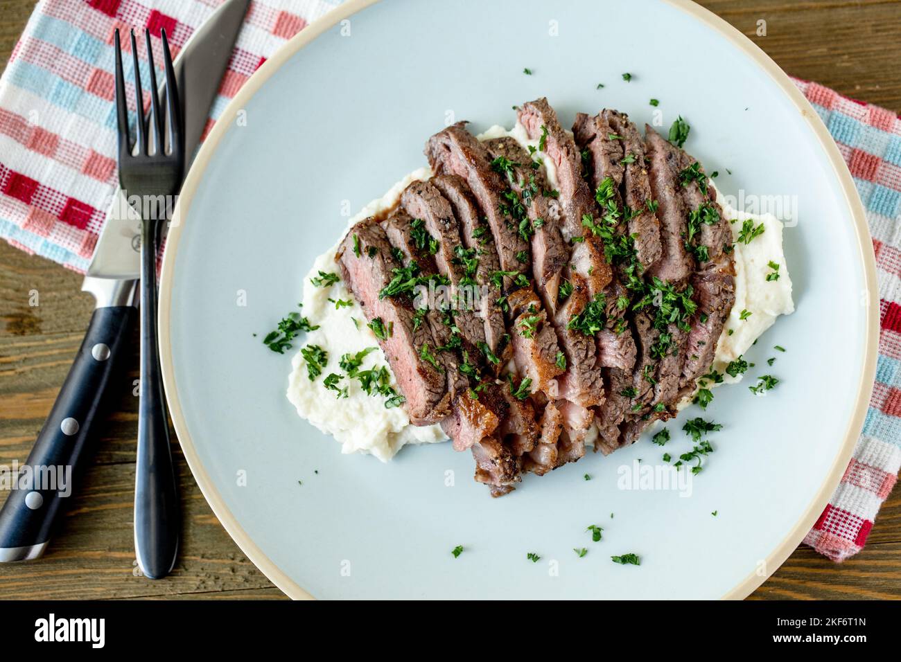 Top view beef steak grilled hi-res stock photography and images - Alamy