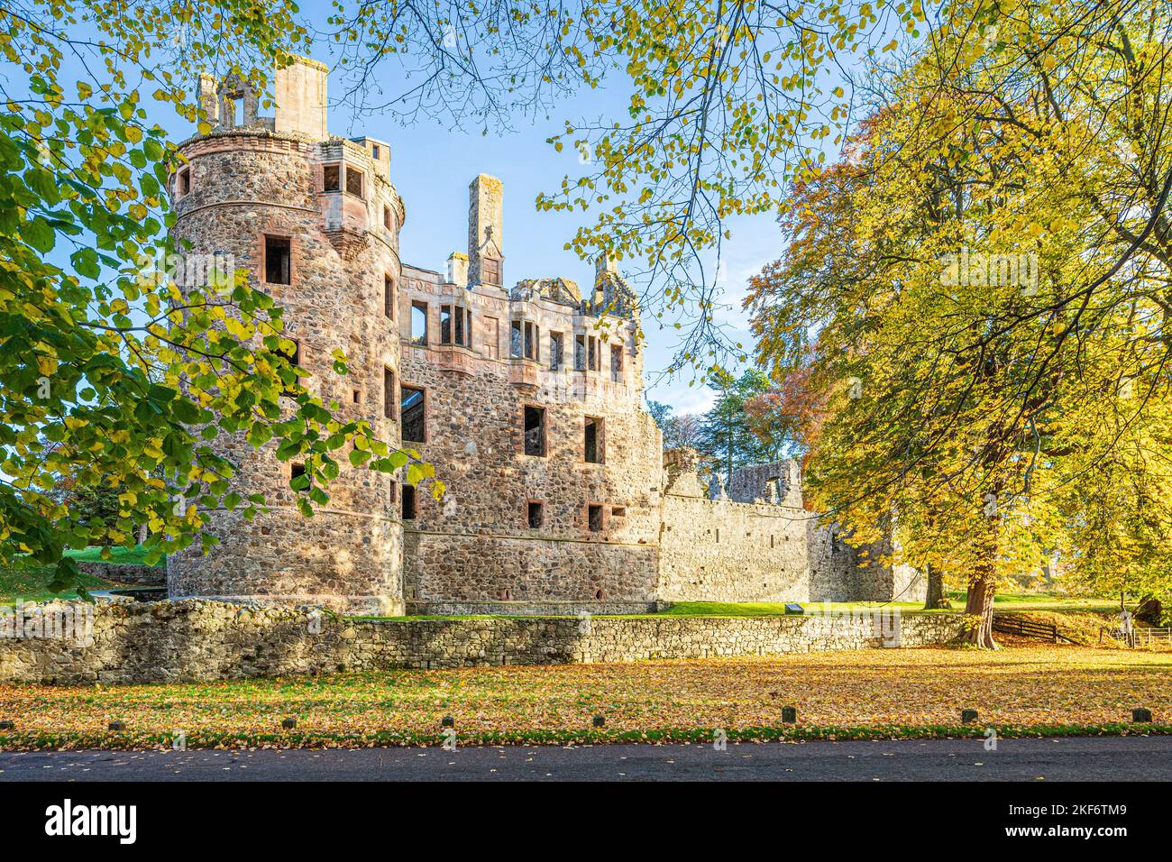 The ruins of 12th century Huntly Castle in autumn, Huntly ...