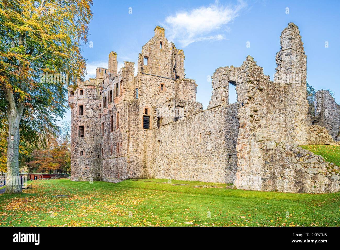 The ruins of 12th century Huntly Castle in autumn, Huntly ...
