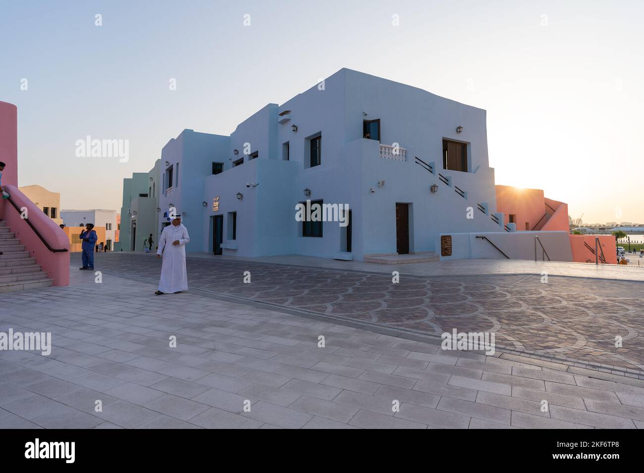 The colorful Mina District at Old Doha Port in Doha, Qatar Stock Photo ...