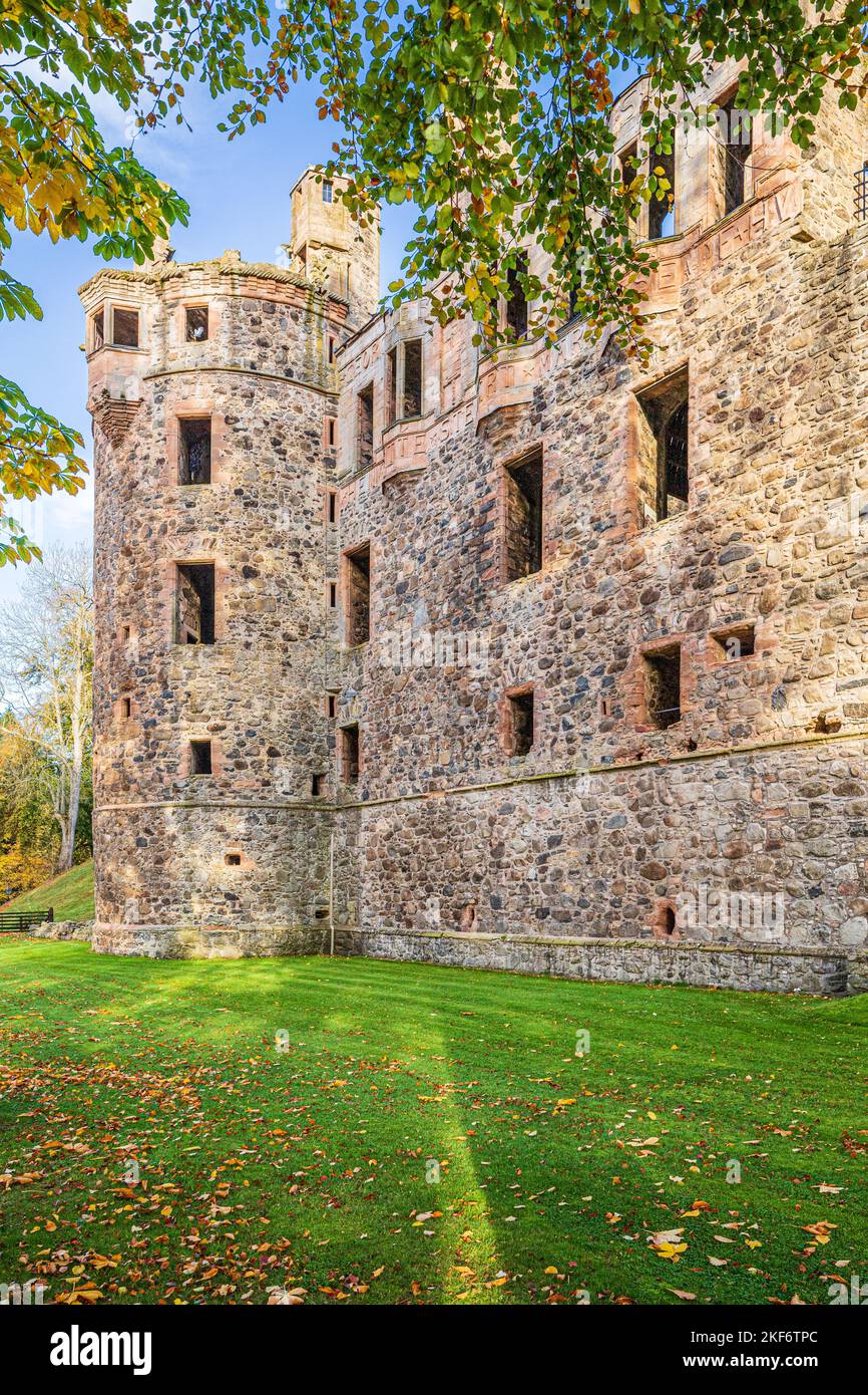 The ruins of 12th century Huntly Castle in autumn, Huntly ...