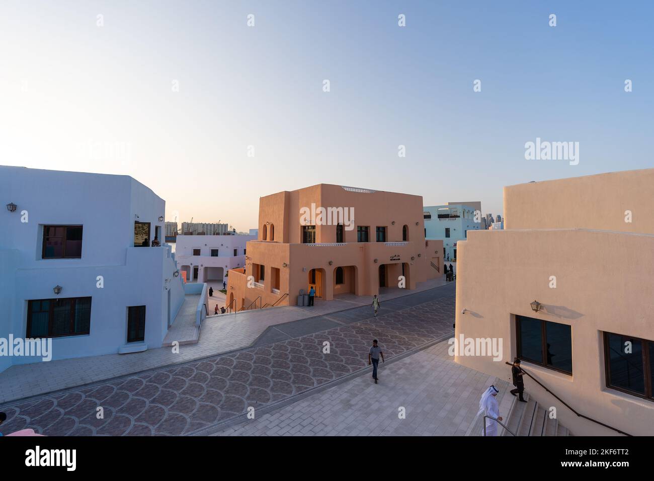 The colorful Mina District at Old Doha Port in Doha, Qatar Stock Photo ...