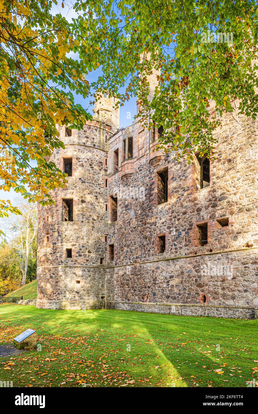 The ruins of 12th century Huntly Castle in autumn, Huntly ...