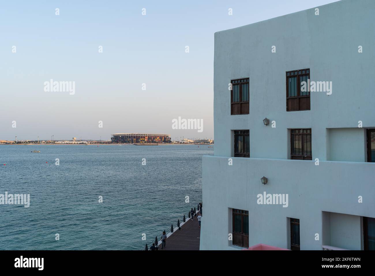 The colorful Mina District at Old Doha Port in Doha, Qatar Stock Photo ...