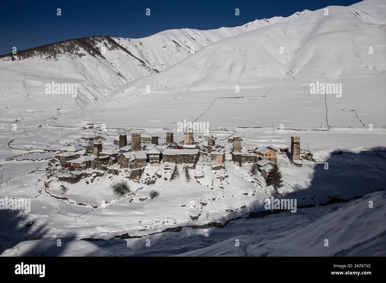 Svan Towers attached to residential houses, are the symbol of Svanetia ...