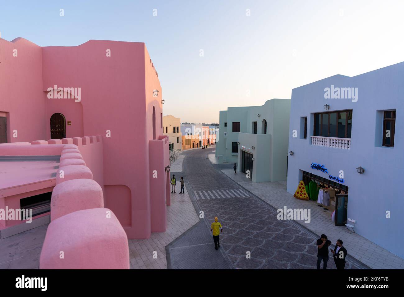 The colorful Mina District at Old Doha Port in Doha, Qatar Stock Photo ...