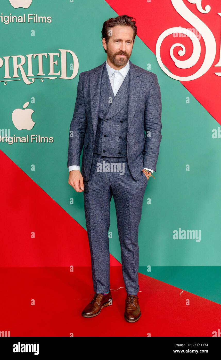 Ryan Reynolds attends premiere by Apple Original Films "Spirited" at ...