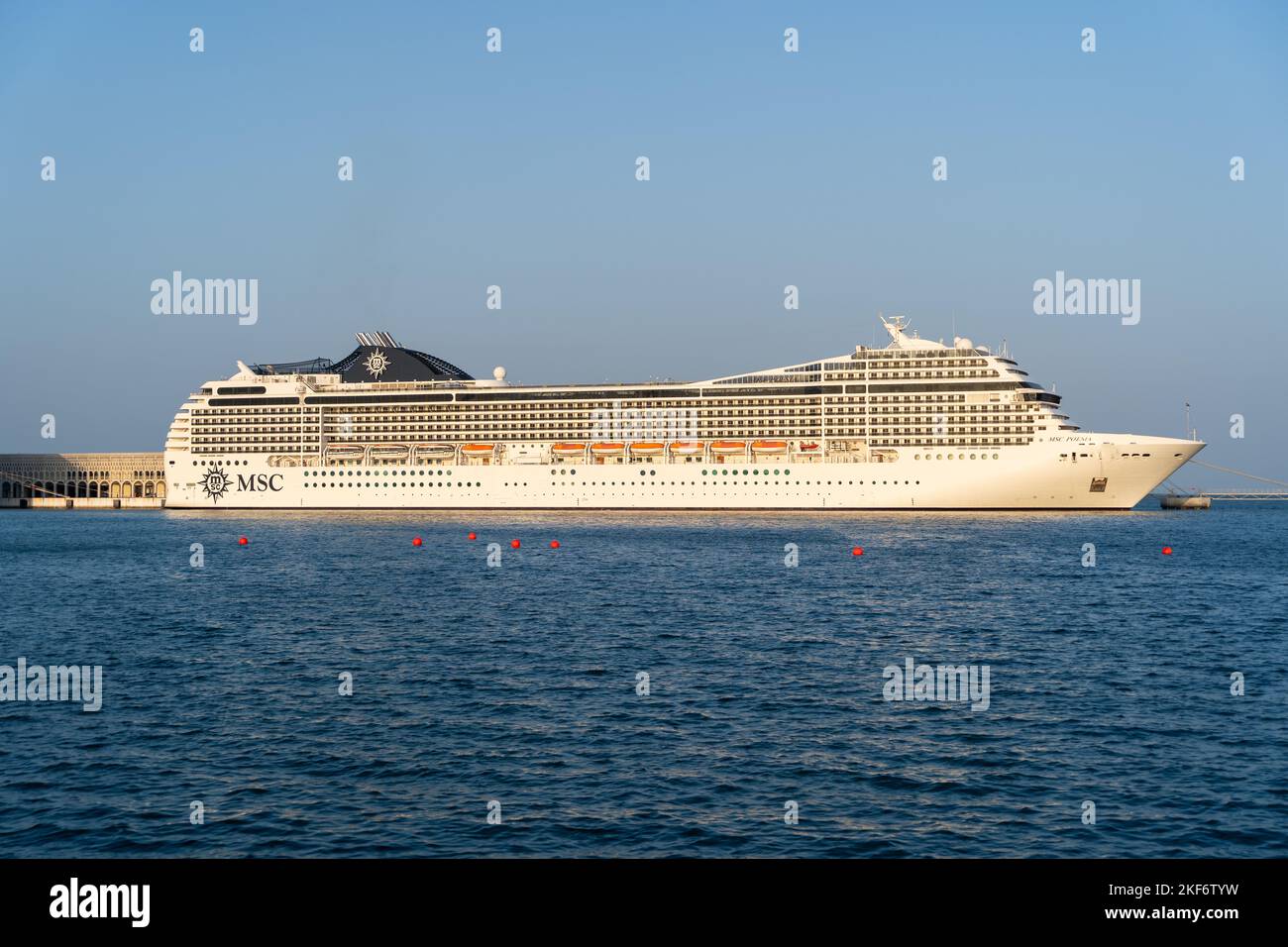 The MSC Poesia cruise ship hotel at the old port of Qatar Stock Photo ...