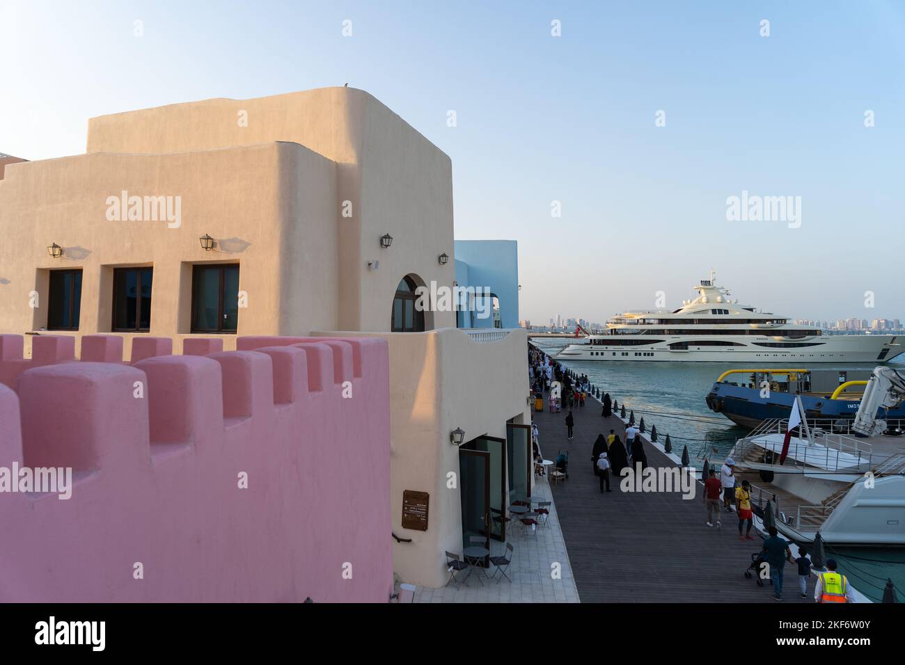 The colorful Mina District at Old Doha Port in Doha, Qatar Stock Photo ...