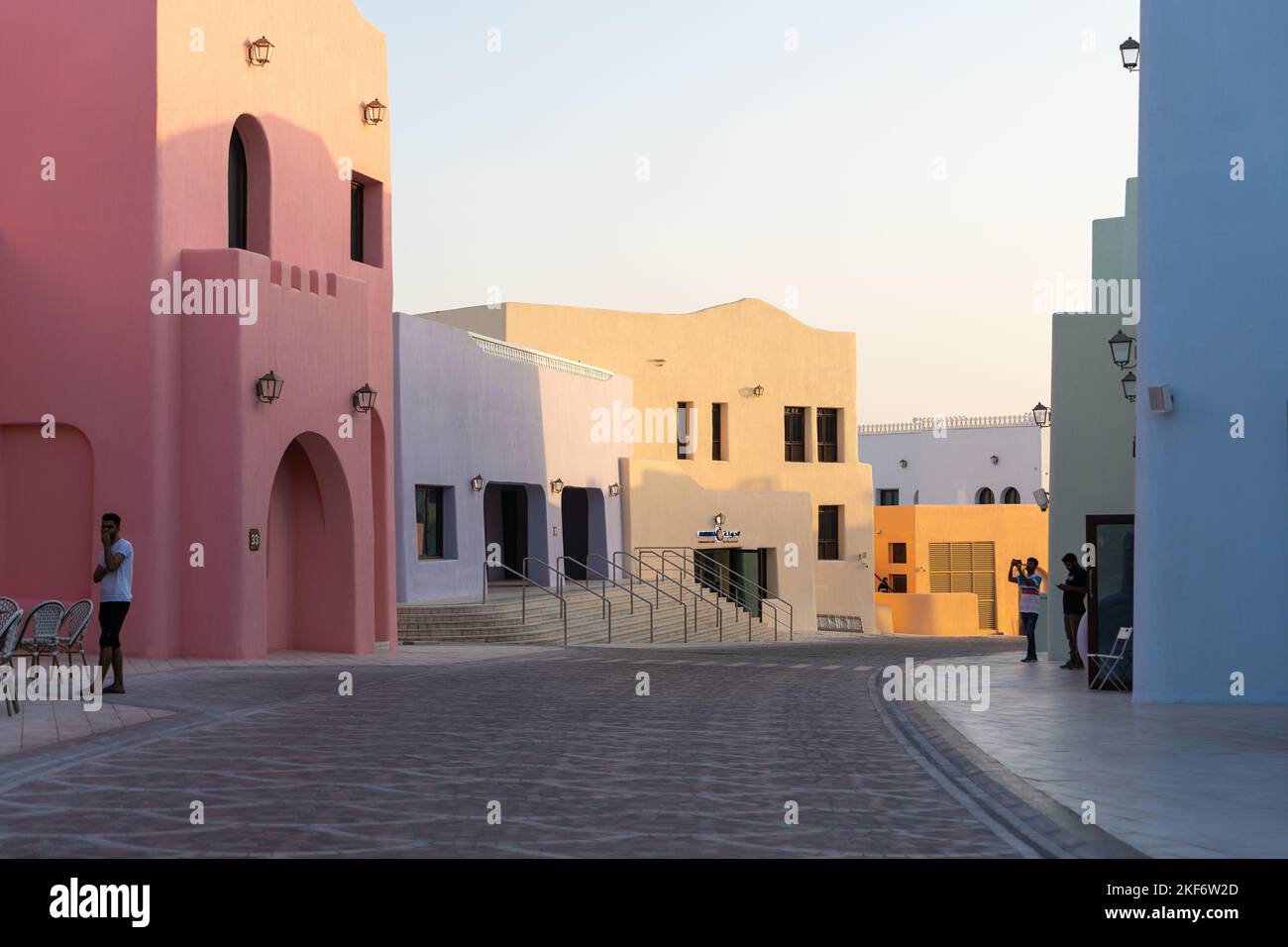 The colorful Mina District at Old Doha Port in Doha, Qatar Stock Photo ...