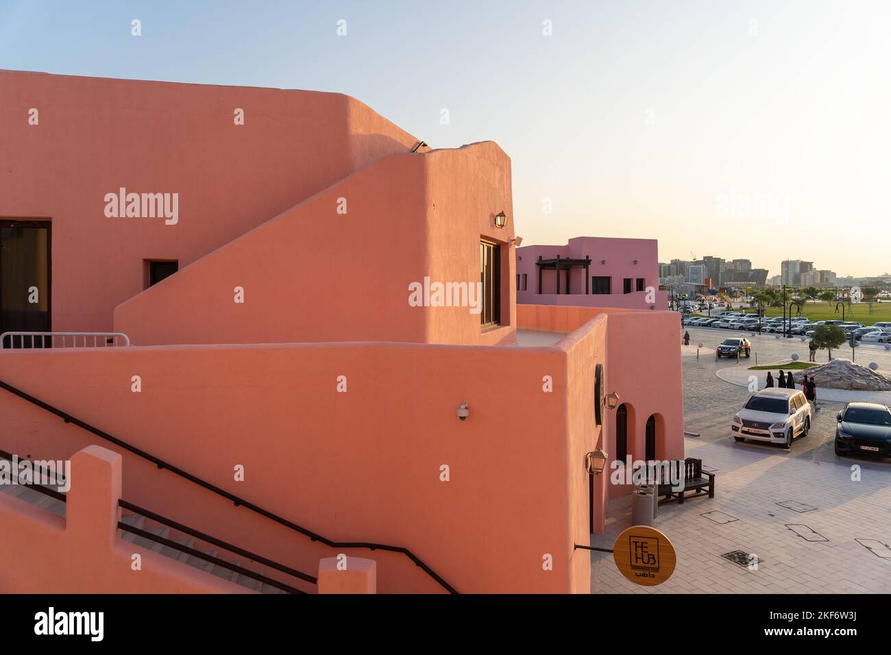 The colorful Mina District at Old Doha Port in Doha, Qatar Stock Photo ...