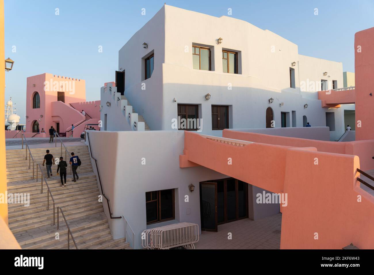 The colorful Mina District at Old Doha Port in Doha, Qatar Stock Photo ...