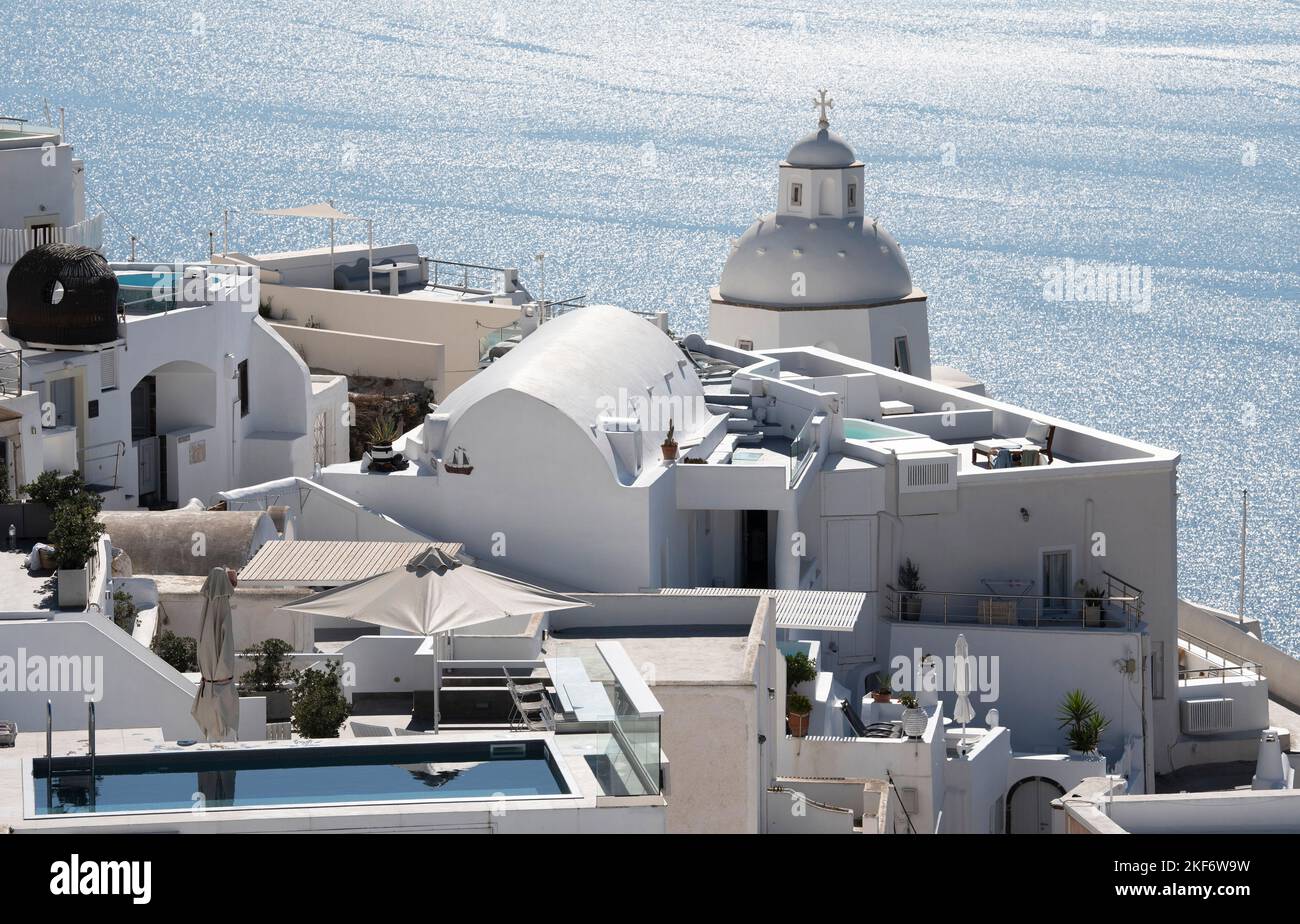 Fira, Santorini, Greece, EU. 2022. An overview of Fira the capital of ...