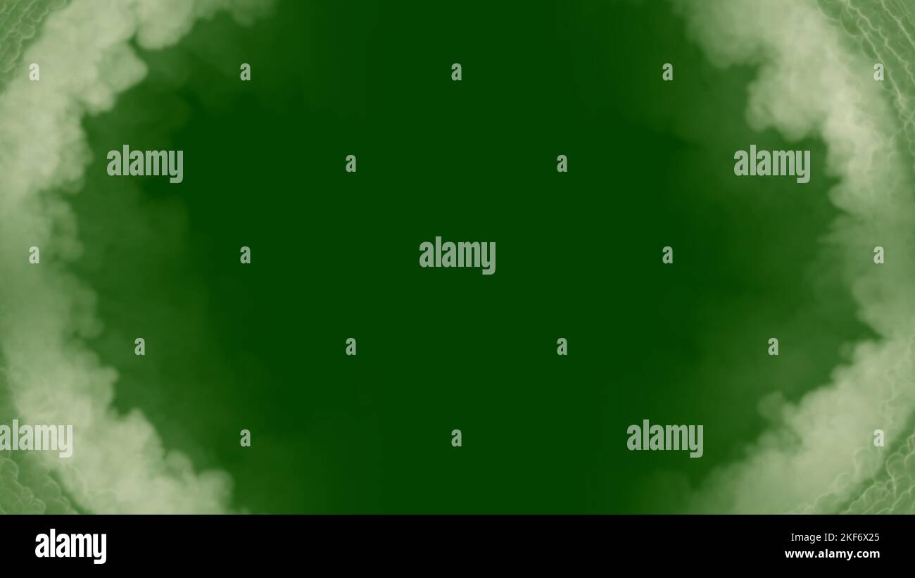 Round frame for content made of smoke or clouds on chroma key screen ...