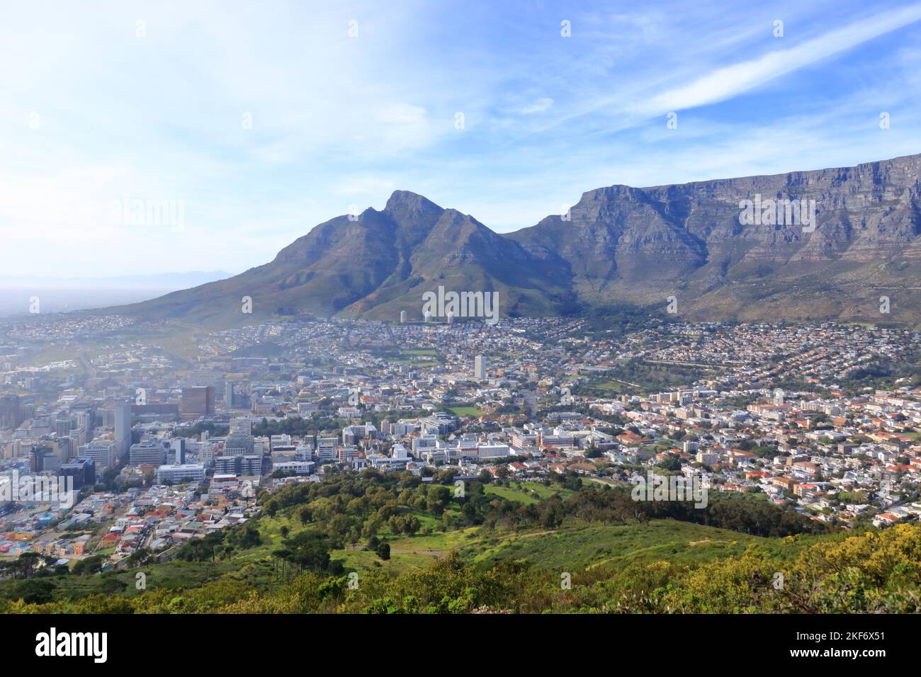 view to the Cape Town City captured from the side of signal hill in ...