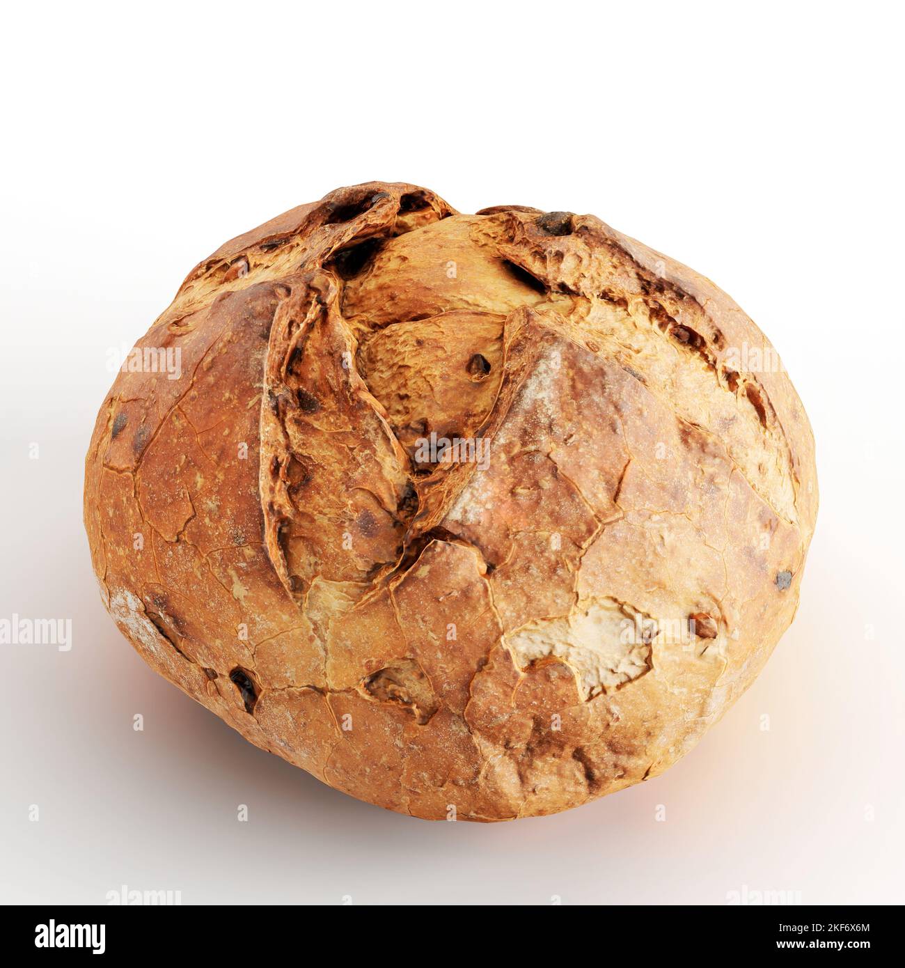 A realistic 3d loaf of bread isolated on a vertical white background ...