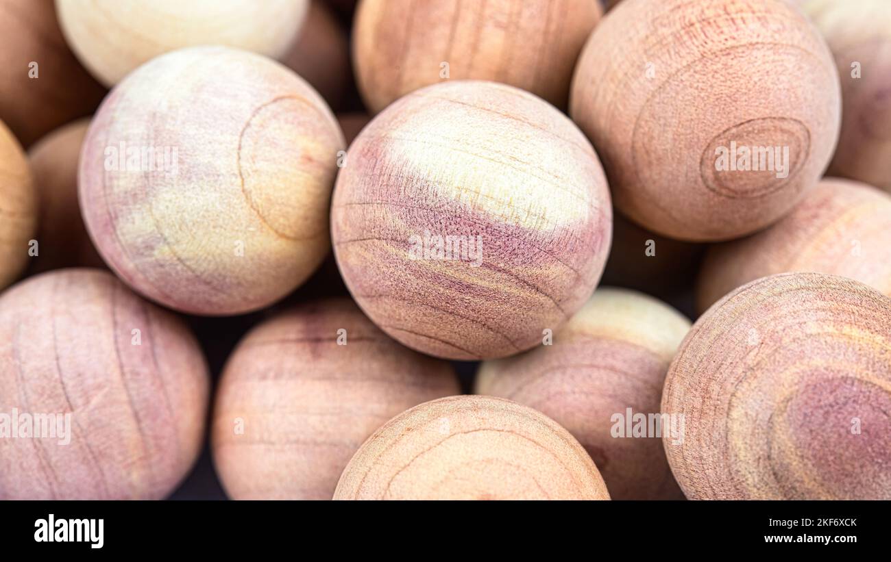 Cedarwood balls shot in the studio Stock Photo - Alamy