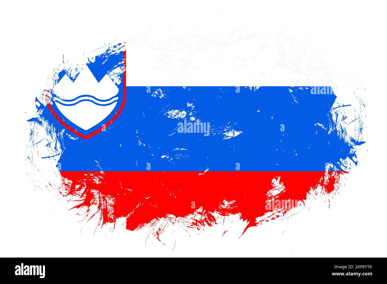 Slovenia islands flag on abstract stroke brush background Stock Photo ...