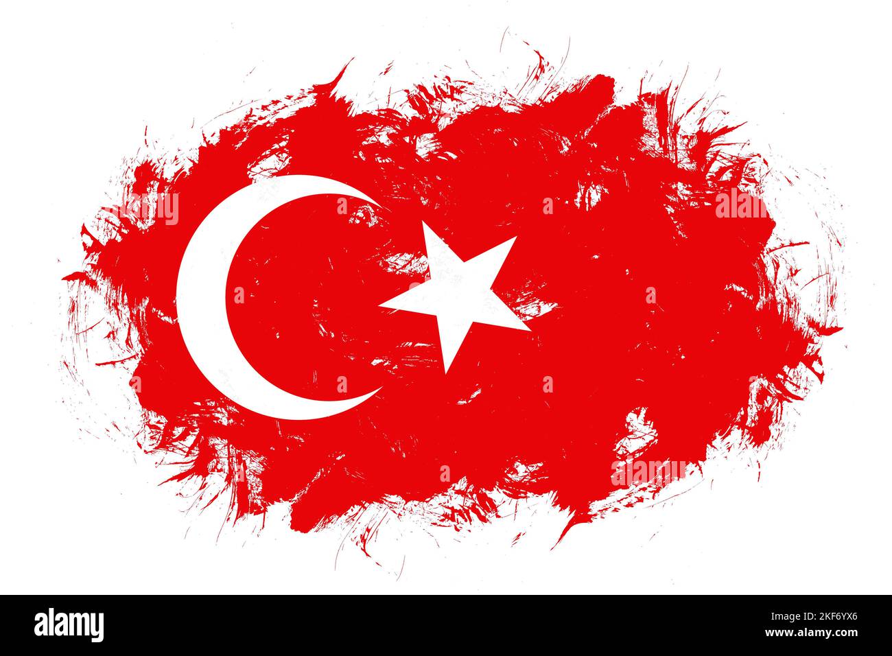 Turkey flag on abstract stroke brush background Stock Photo - Alamy