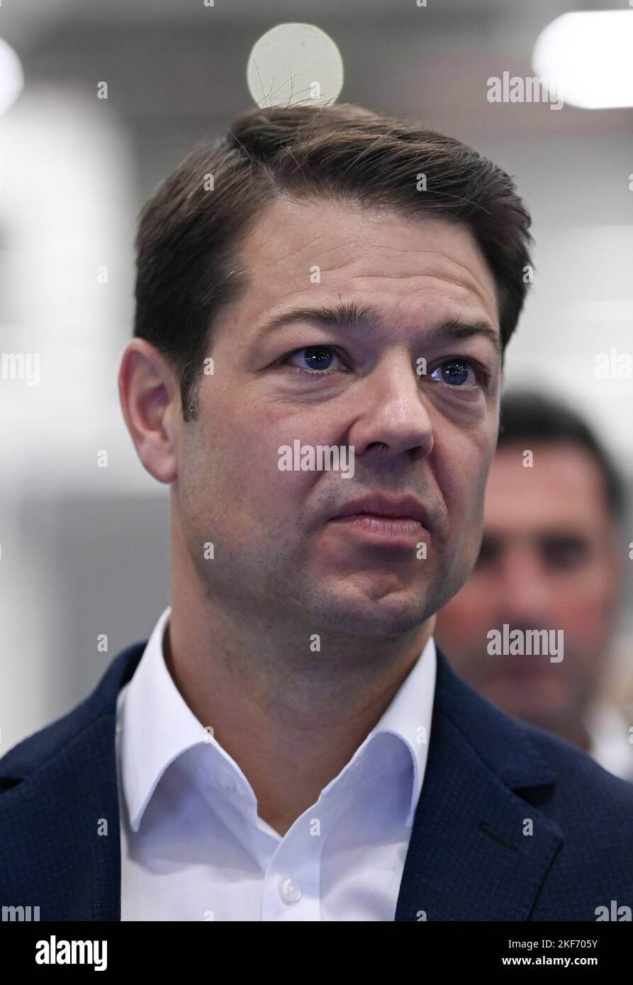 Director Immobilier Eval Lesage is pictured during the inauguration of ...