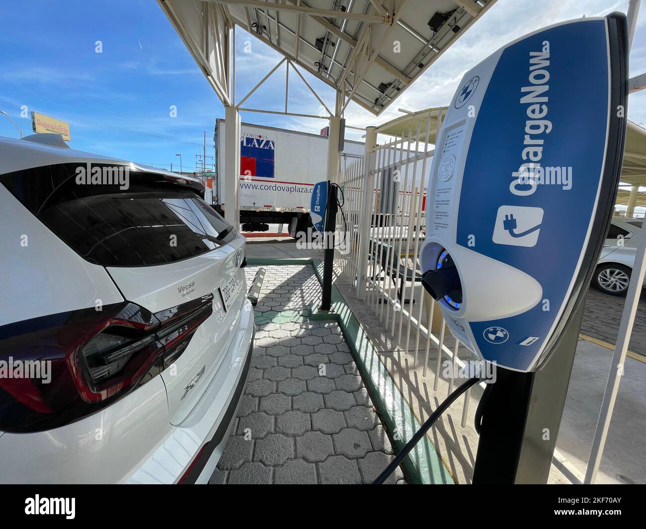 Electric station, Tesla and BMW charging station, charging center for ...