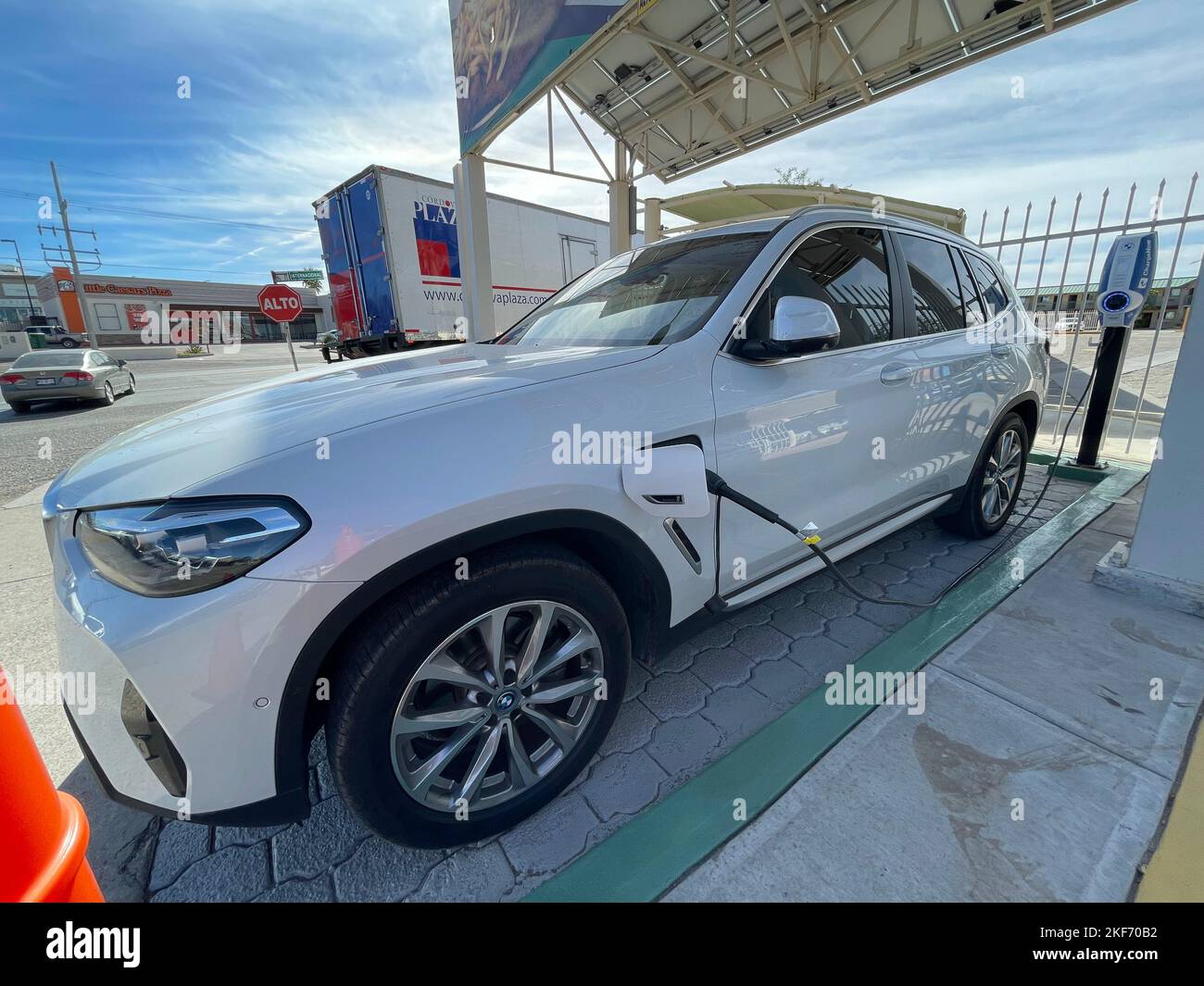 Electric station, Tesla and BMW charging station, charging center for ...