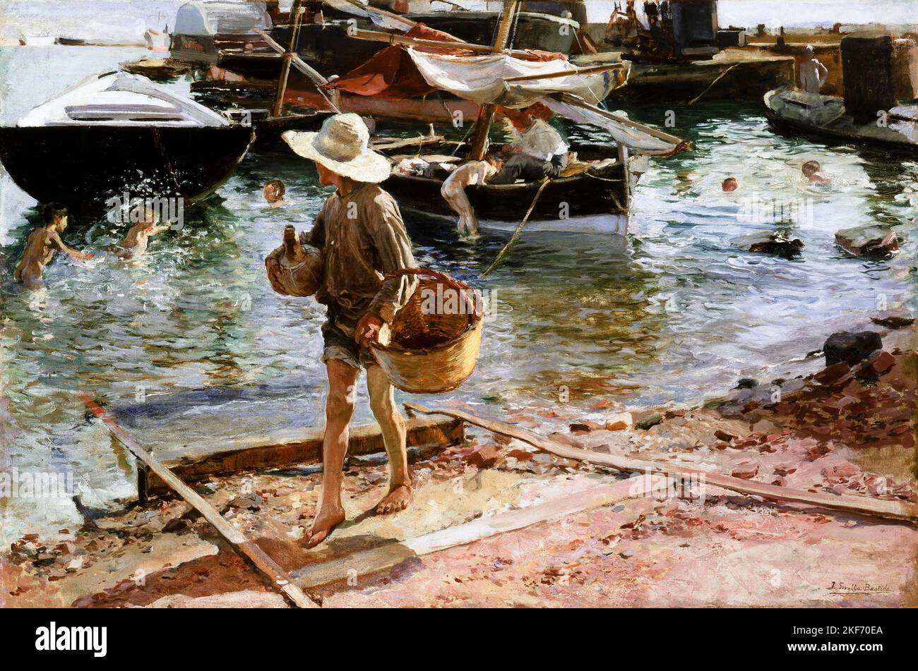 Joaquin Sorolla. Painting entitled "Puerto de Valencia" by the Spanish ...