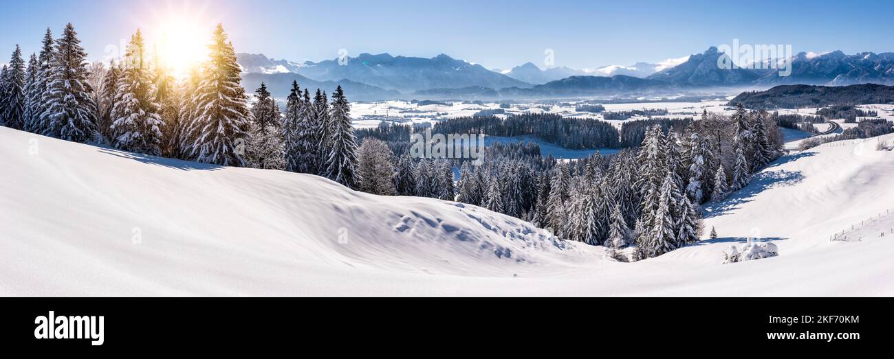 panoramic winter landscape with mountain range and snow Stock Photo - Alamy