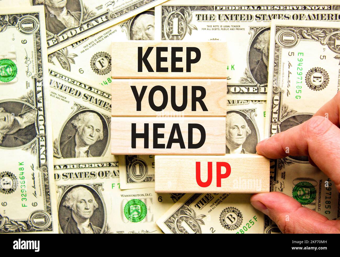 Keep your head up symbol. Concept words Keep your head up on wooden ...