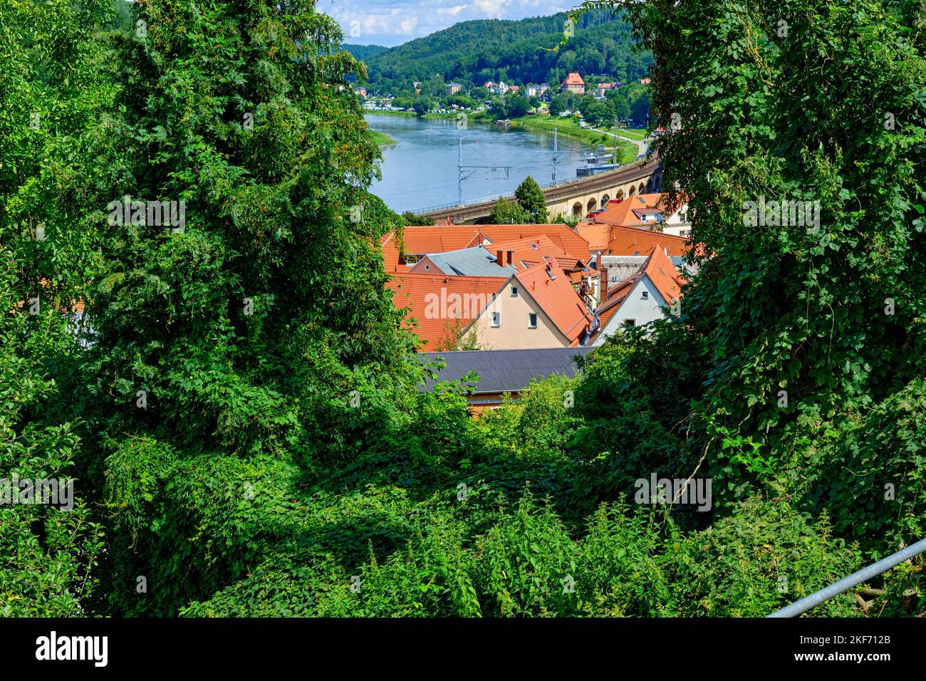 Picturesque view of Koenigstein, Saxon Switzerland, Saxony, Germany ...