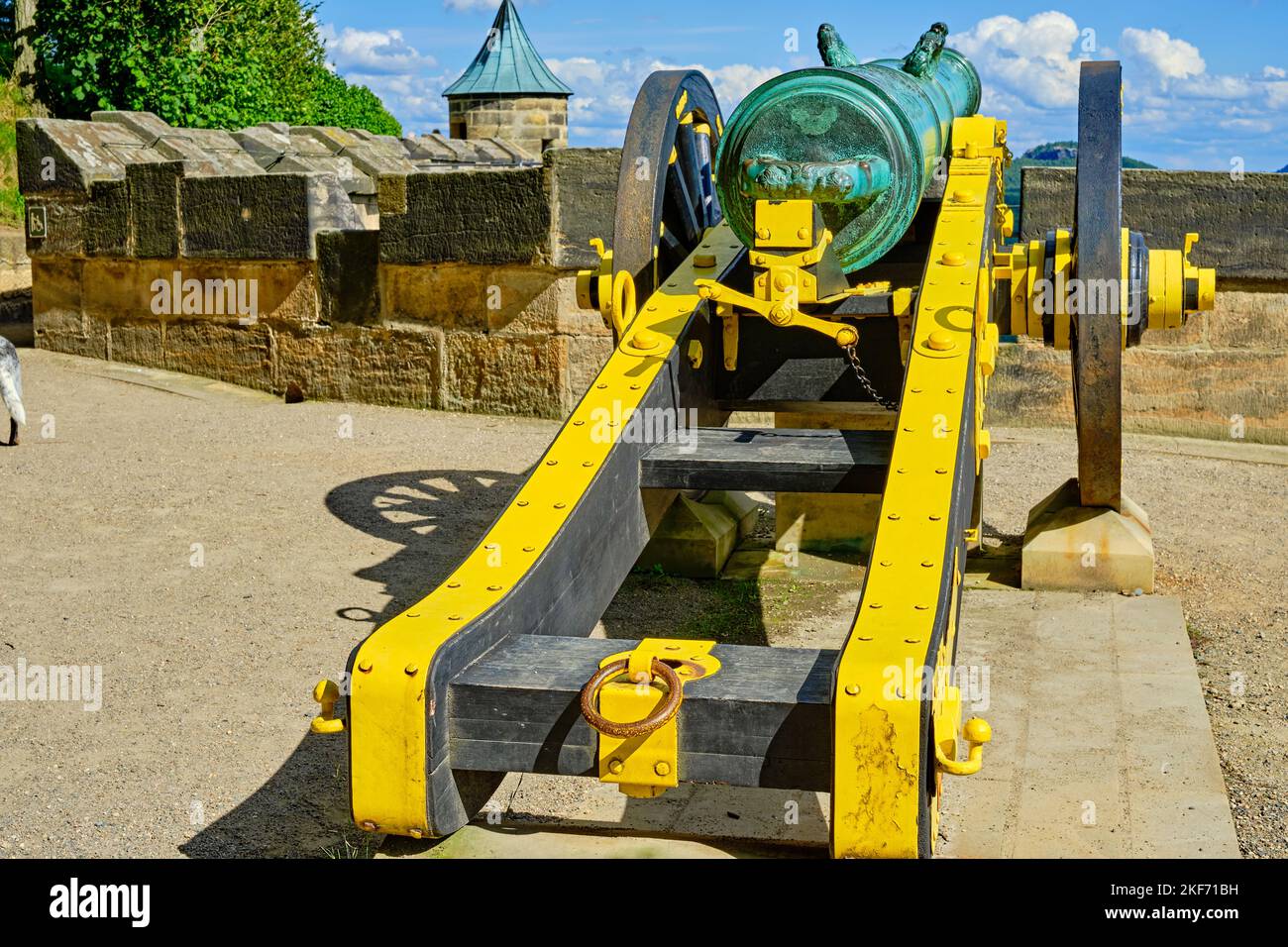 Historical cannon at the parapet, Königstein Fortress, Königstein ...