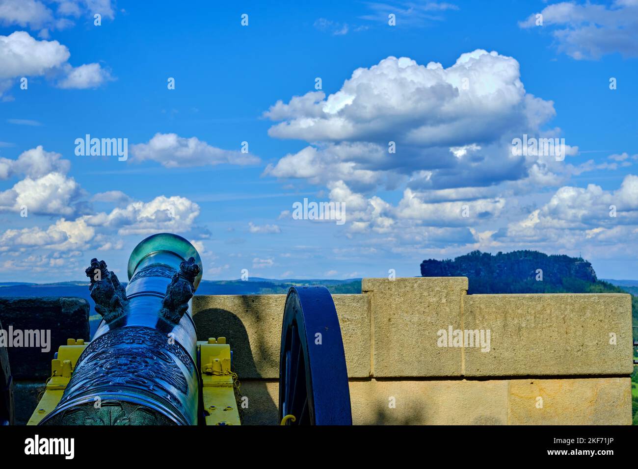 Historical cannon at the parapet, Königstein Fortress, Königstein ...