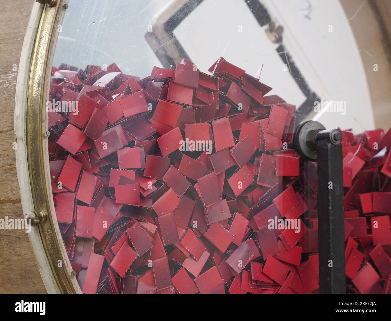 lottery red tickets inside ballot draw riffle machine detail Stock ...