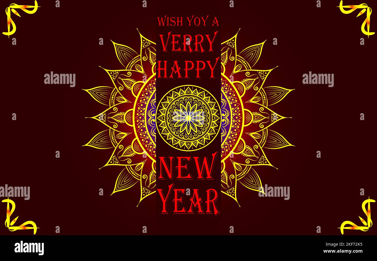 Welcome 2023 banner or poster with mandala art, happy new year 2023 ...