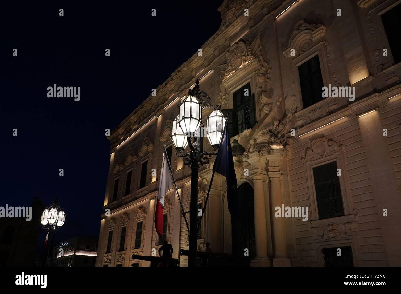 malta la valletta illuminated building at night Stock Photo - Alamy