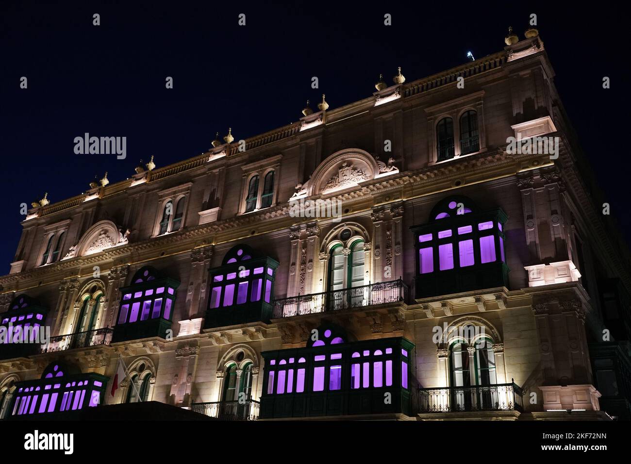 malta la valletta illuminated building at night Stock Photo - Alamy