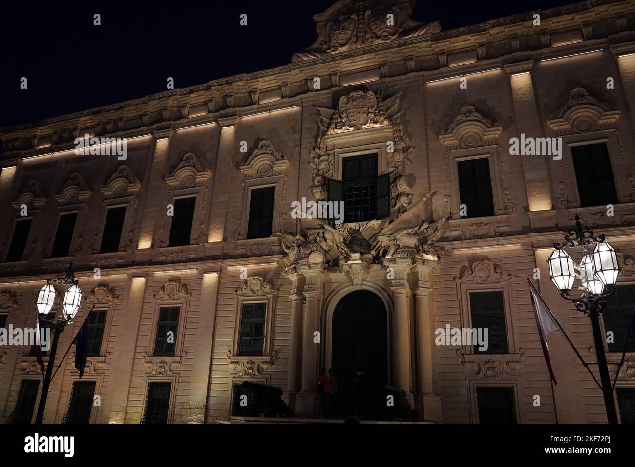 malta la valletta illuminated building at night Stock Photo - Alamy
