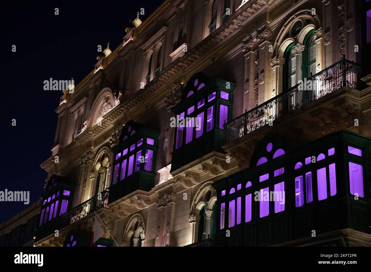 malta la valletta illuminated building at night Stock Photo - Alamy