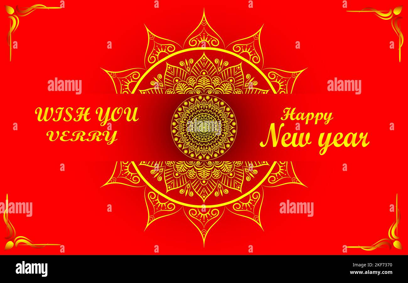 Welcome 2023 banner or poster with mandala art, happy new year 2023 ...