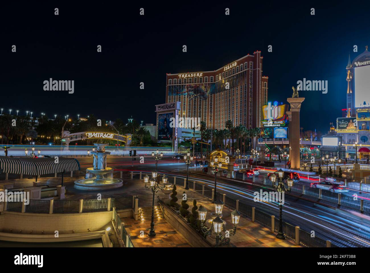 Beautiful landscape view of Las Vegas Strip on dark night sky background. Las Vegas. USA Stock ...