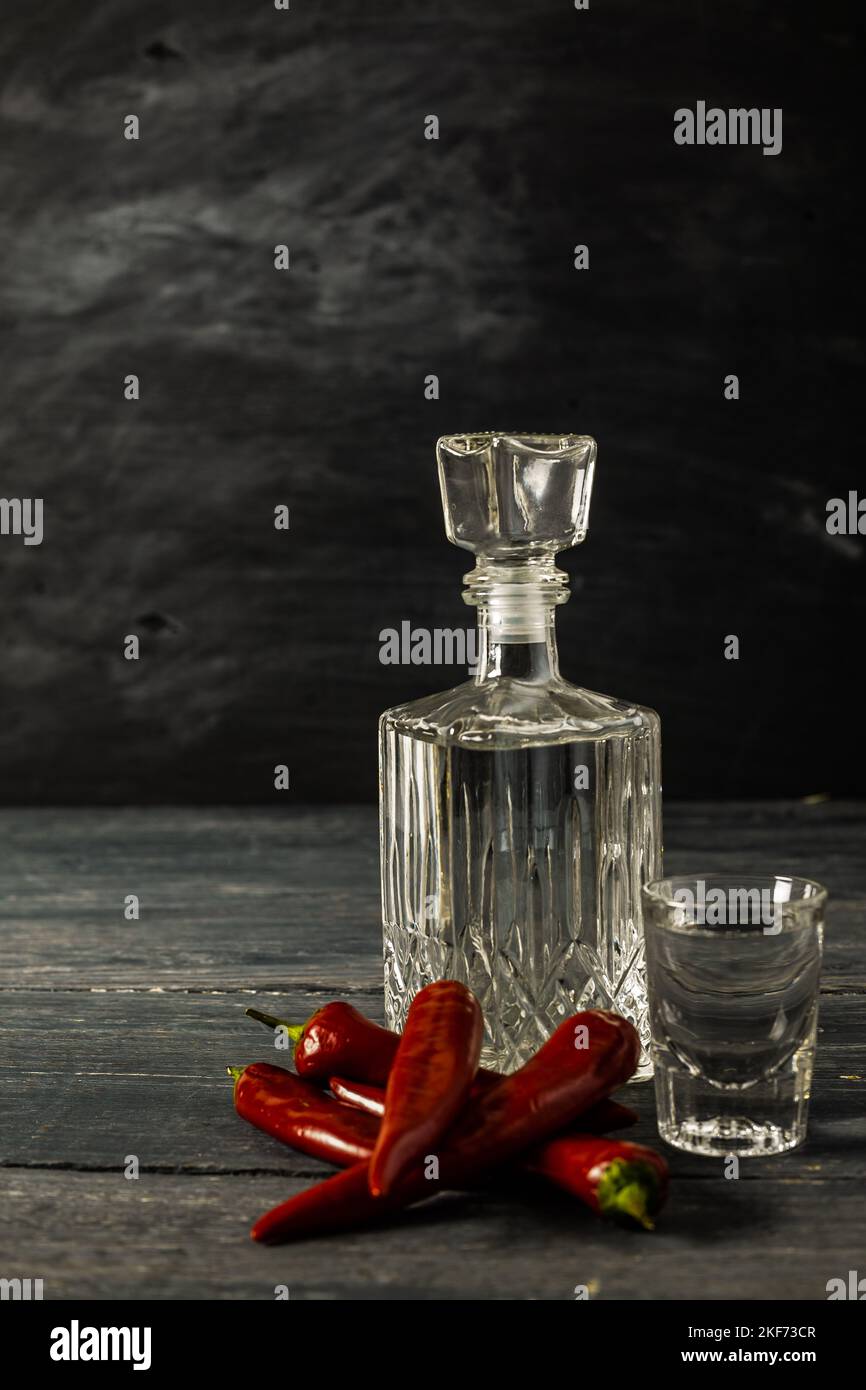 Ukrainian gorilka or vodka or rum or tequila (transparent highly ...