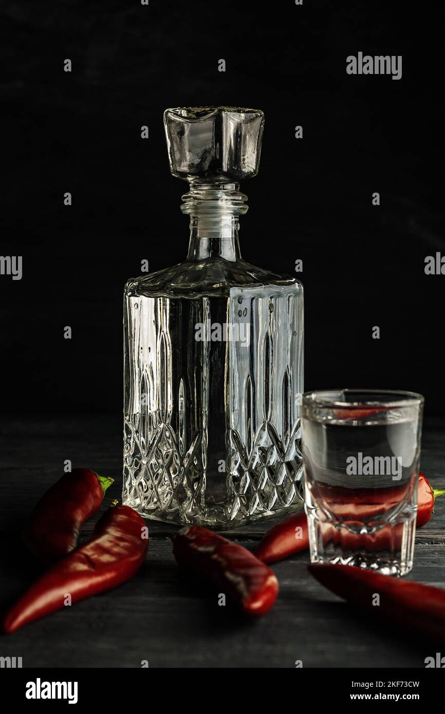 Ukrainian gorilka or vodka or rum or tequila (transparent highly ...