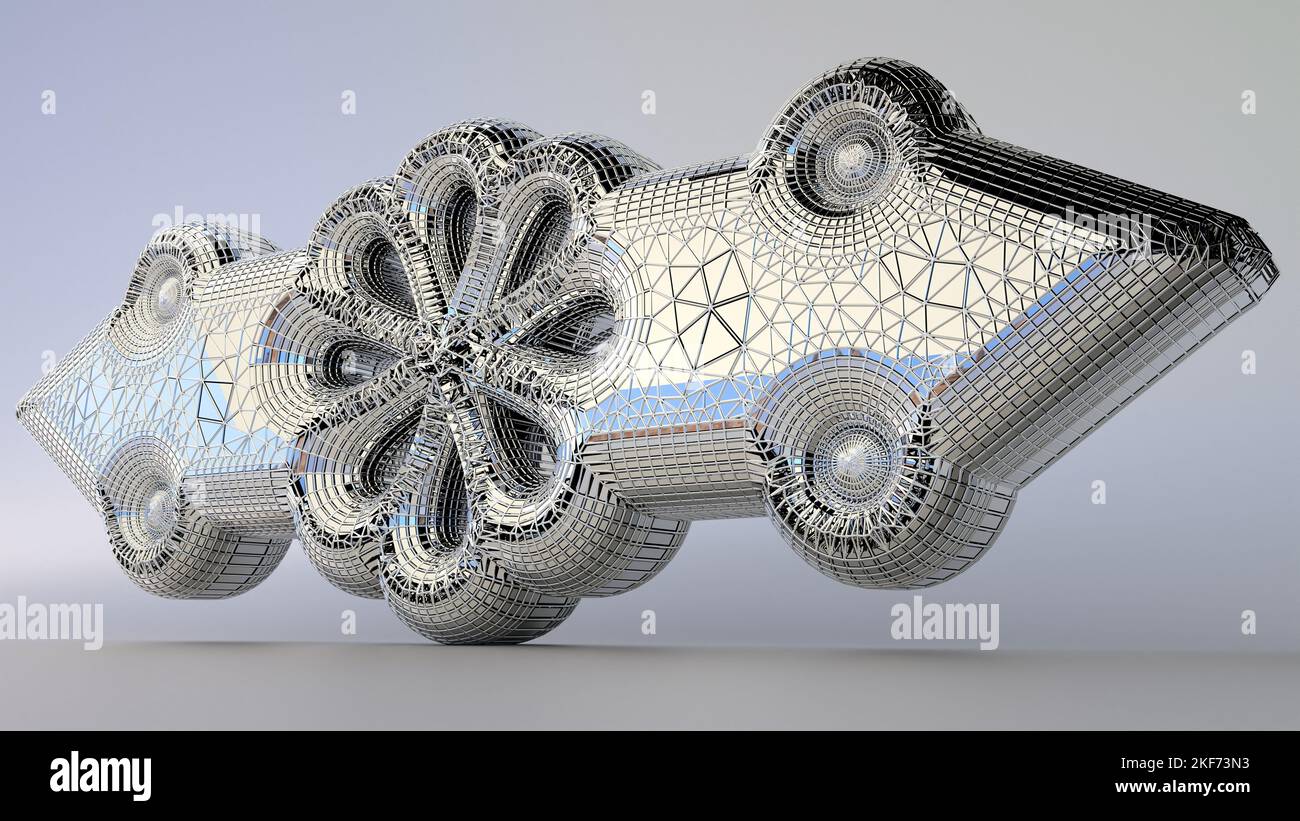 3D Illustration of a very detailed but methodically connected ...